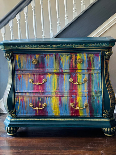 Iris” Very large artsy, colorful, Bombay chest | Restored Relics