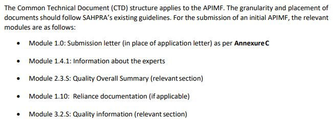 South Africe SAPHRA Guideline: For the API Master File (APIMF) Procedure