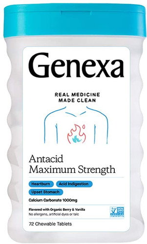 Genexa Antacid Maximum Strength, 72 Tablets | Pill Clarity