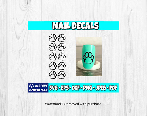 Dog Paw SVG *Outline*| Nail Decal svg | Nail Art svg | Dog svg | Paw ...