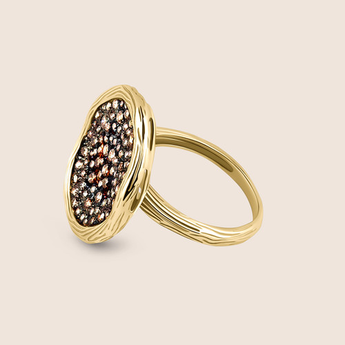 14 Karat Yellow Gold Champagne & White Diamond Ring | Persona Fine Jewelry