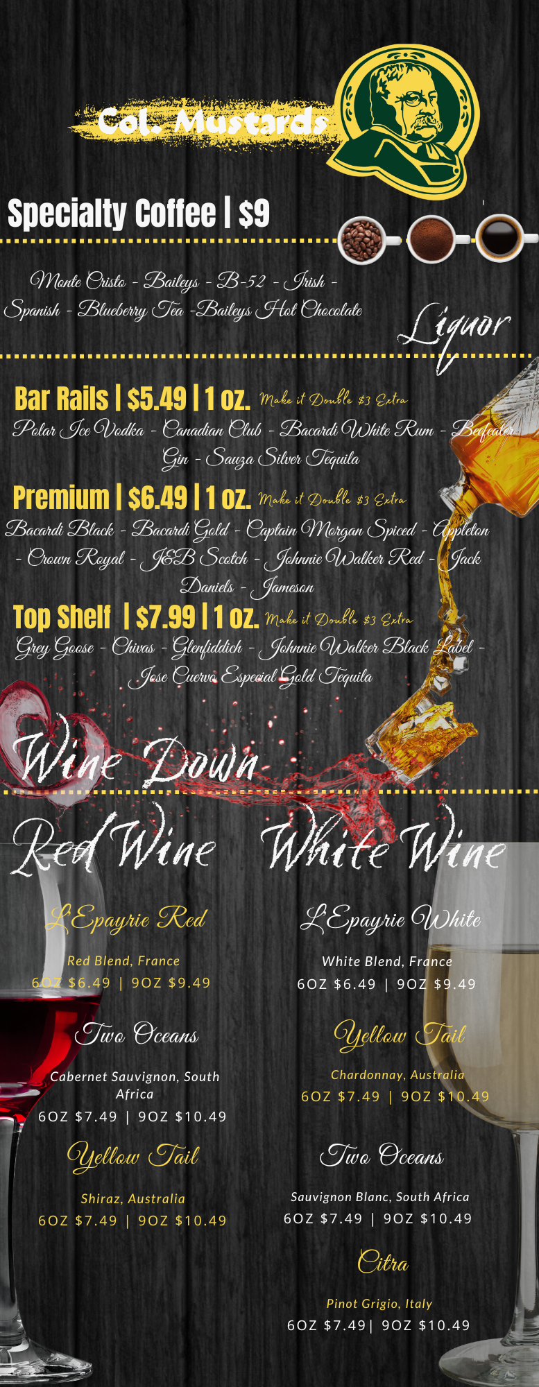 Drink Menu | Mustards Main Site