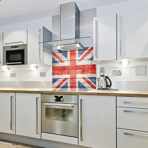 Union jack wood Glass Splashback | Cube Print and Display