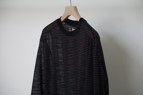 MAATEE&SONS Long Sleeve Boder Tee Slab (Black Brown) | unum