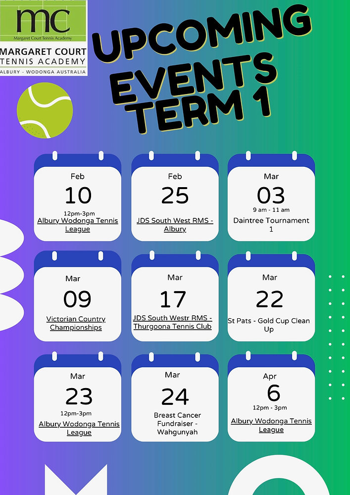 Upcoming Events for Term 2 - 2024