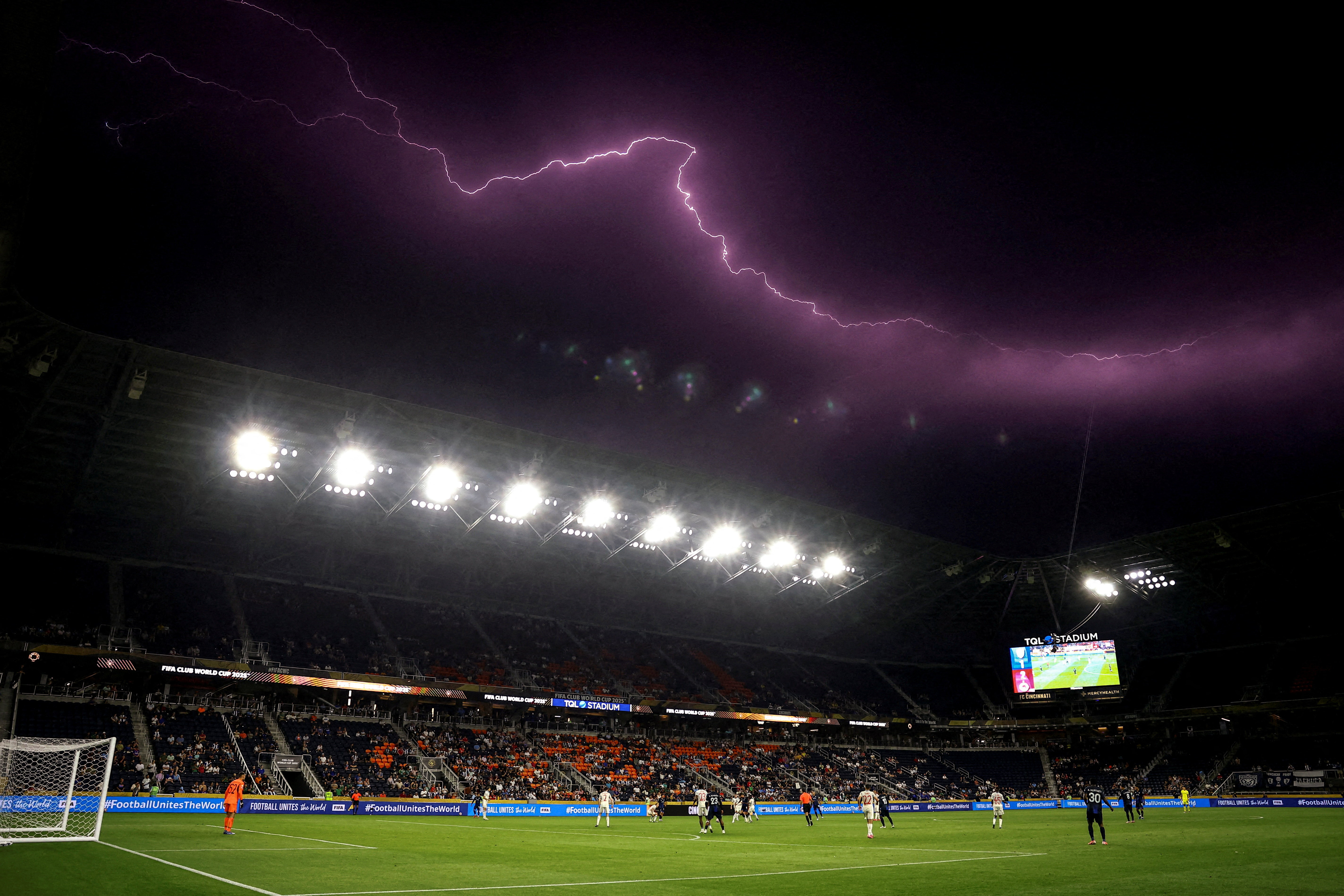Lightning seen during soccer match of FIFA Club World Cup-Group H in ...
