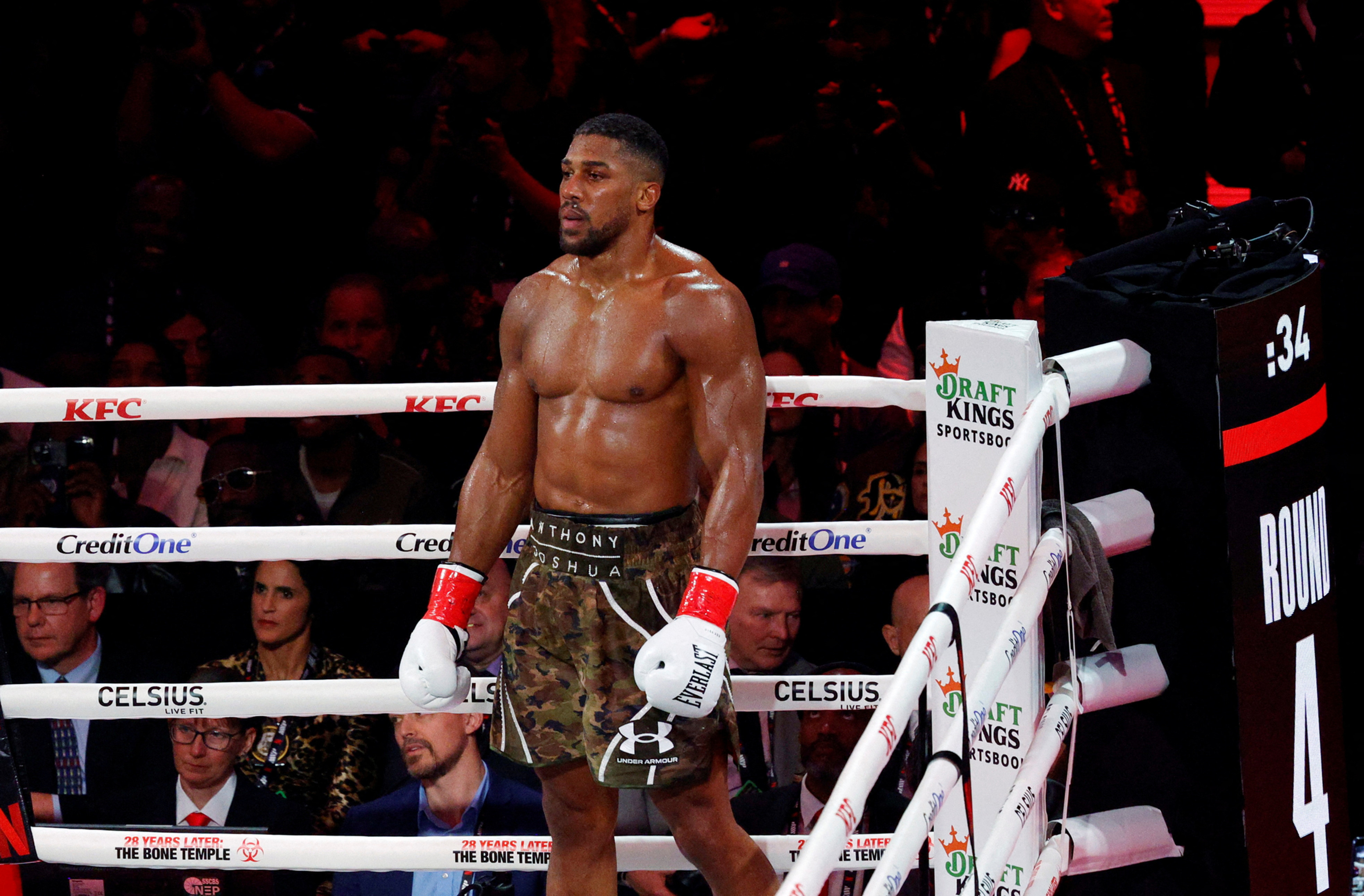 Boxers Anthony Joshua and Jake Paul face each other in Miami ...
