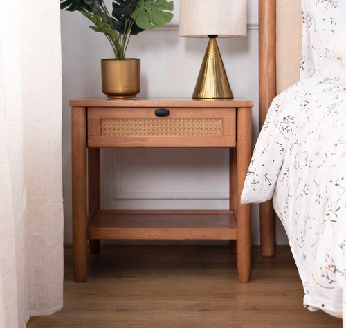 Winnie Rattan Bedside Table | Woodman Singapore