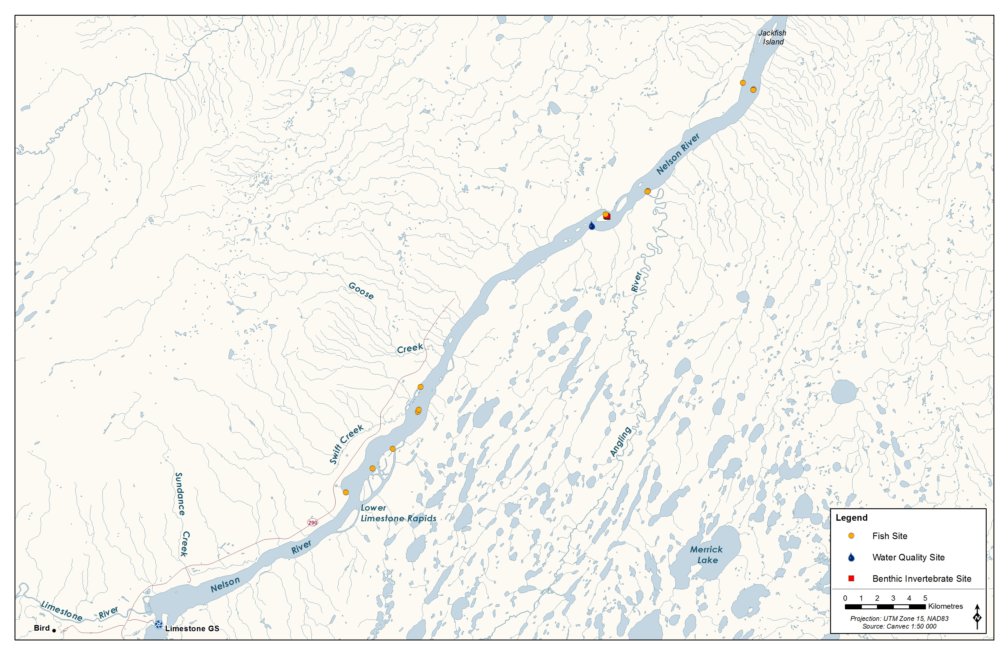 Lower Nelson River downstream of the Limestone Generating Station