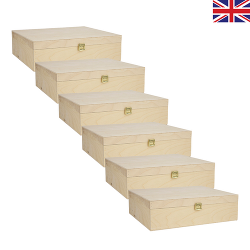 Deluxe Two Bottle Hinged Lid Wine Box (6 Pack) | Wooden Box UK
