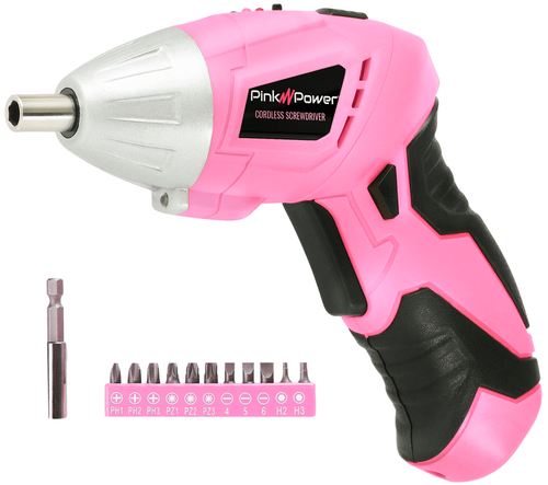 Pink Power 3.6V Cordless Electric Screwdriver - Pink Tool Set Small ...