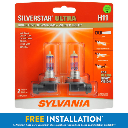 SYLVANIA H11 SilverStar ULTRA Halogen Headlight Bulb, 2 Pack ...