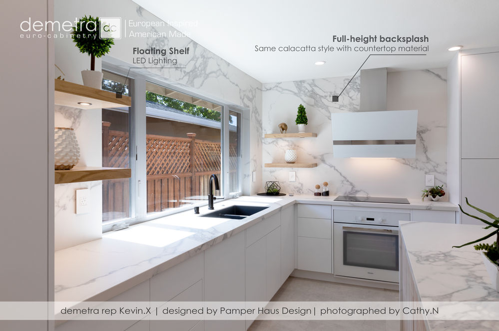 Full-height slab backsplashes are a trendy way to design your new kitchen