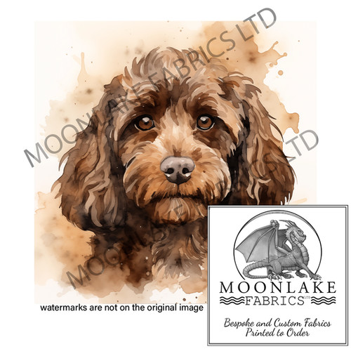 Chocolate Cockapoo Grunge Watercolor | Moonlake Fabrics Ltd