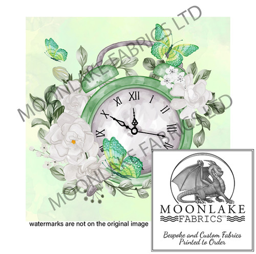 Butterflies Green Alarm Clock | Moonlake Fabrics Ltd