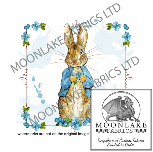 Peter Rabbit Blue Jacket Floral Square | Moonlake Fabrics Ltd