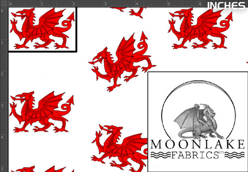 Two inch Welsh Dragons on White (no box around just to show size ...