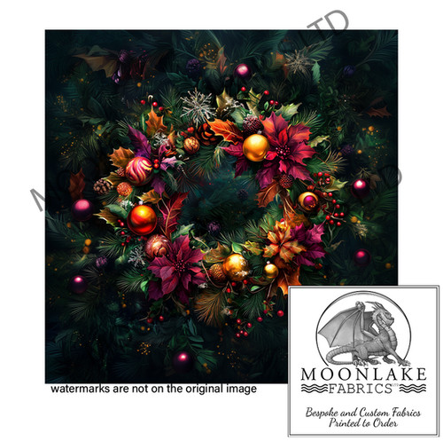 Holiday Christmas Wreath, Fabric Craft Panels | Moonlake Fabrics Ltd