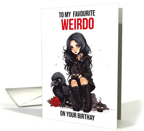 Goth Birthday Female with Cute Raven and Rose Goth Cupcake Weirdo card ...
