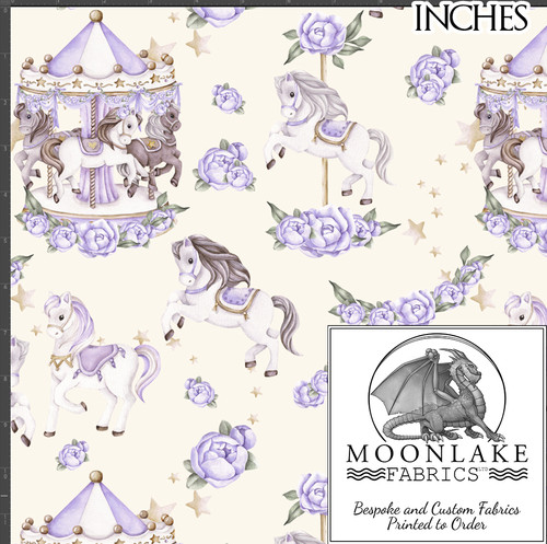 Carousel Roses Lavender on Cream | Moonlake Fabrics Ltd