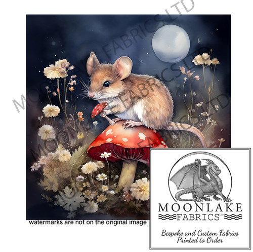 Moonlight Mouse Holding a Mushroom | Moonlake Fabrics Ltd