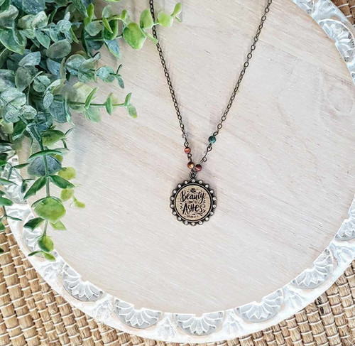 Beauty From the Ashes Wood Bezel Necklace | TheLittleWhiteWillow