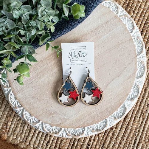 Distressed Teardrop Star Earrings | TheLittleWhiteWillow