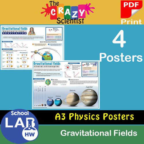A3 Gravitational fields & satellites posters | The Crazy Scientist