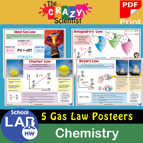 Gas Laws Poster set | The Crazy Scientist