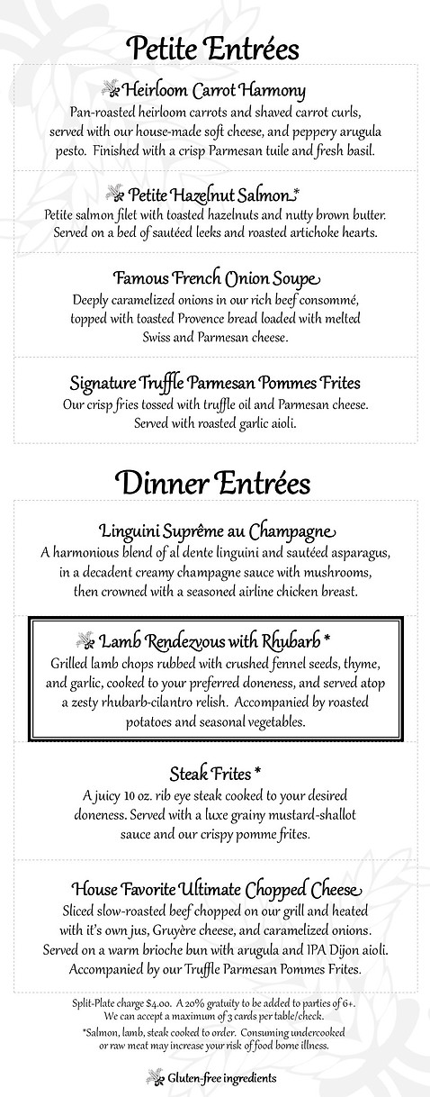 Streamlined Menus | La Provence and Petite Provence