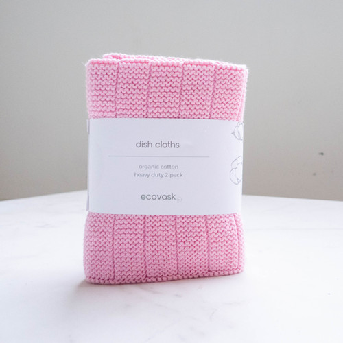 ecovask Organic Cotton Dishcloth Twin Pack - Sherbert Pink | thesundaysociety