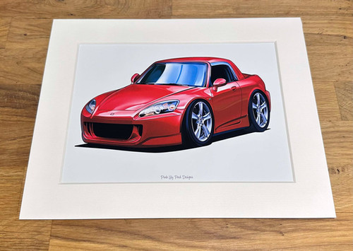 Honda S2000 Red Cartoon Drawing | Pink Lily Pad