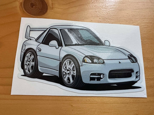 Mitsubishi 3000GT VR4 Cartoon Style Sticker. | Pink Lily Pad