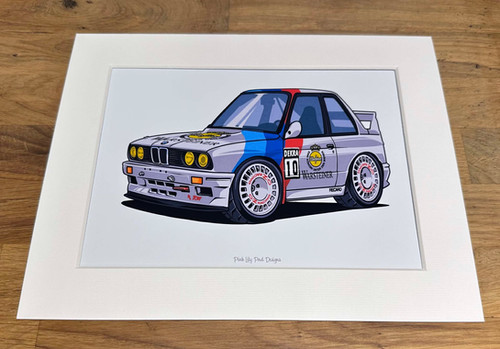 BMW E30 M3 Rally Car Cartoon Drawing | Pink Lily Pad