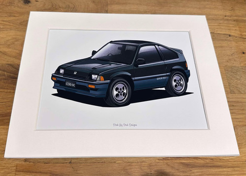Honda CRX Cartoon Drawing | Pink Lily Pad
