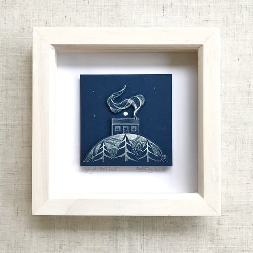 Bothy with Moon & Trees 3D ink drawing | Perthshire Artisans