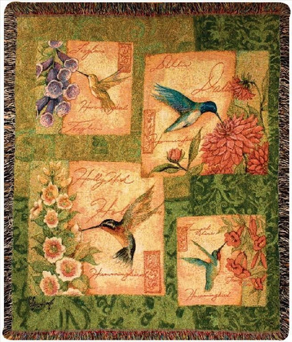 Wings & Blossoms Hummingbirds Tapestry Afghan Throw ~ Artist, Susan ...