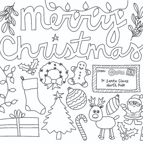 Merry Christmas Giant Coloring Page | Art Camps by Kate