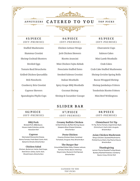 Menu | Catered to You