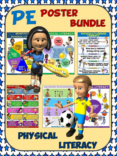 PE Poster Bundle: Physical Literacy- 6 Poster Package | capnpetespowerpe