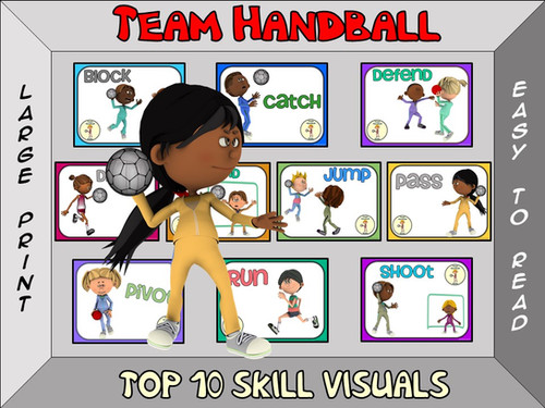 Team Handball- Top 10 Skill Visuals- Simple Large Print Design ...