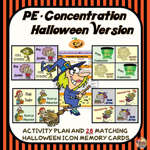 PE Concentration: Halloween Version- Activity Plan and 28 Matching ...