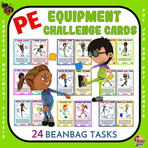 PE Equipment Challenge Cards - 24 Beanbag Tasks (includes PowerPoint ...