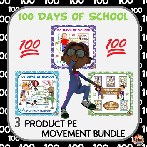 100 Days of School- 3 Product PE Movement Bundle | capnpetespowerpe