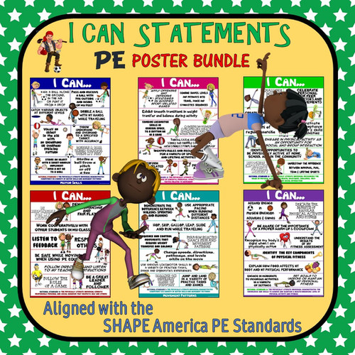 Physical Education I Can Statements: 6 Visual Bundle | capnpetespowerpe