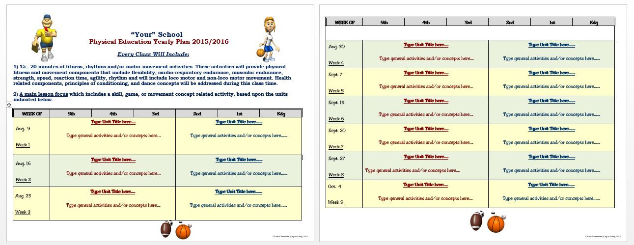 Physical Education Year Plan- Editable Template | capnpetespowerpe