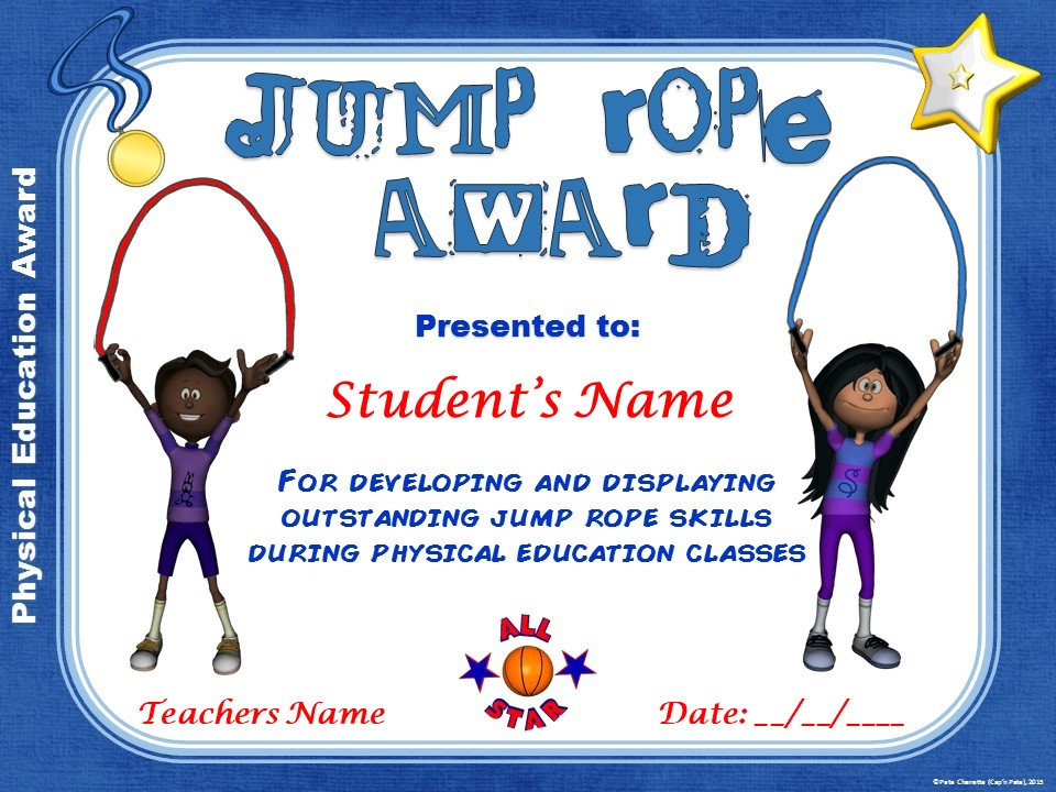 PE AWARDS- 20 Sport and Skill Certificates | capnpetespowerpe