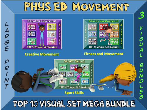 Phys Ed Movement Signs- Mega Bundle- Top 10 Movement Visuals- 24 Sets ...