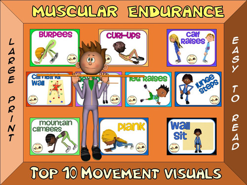 Muscular Endurance- Top 10 Movement Visuals- Simple Large Print Design ...