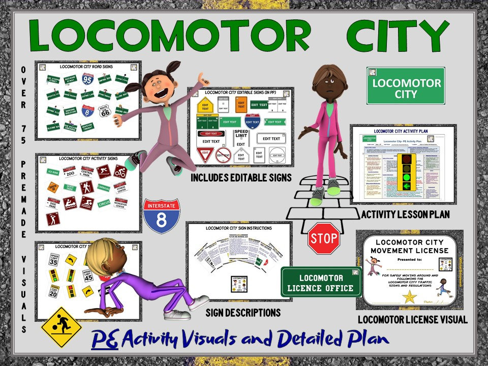 Locomotor City- PE Activity Visuals and Detailed Plan | capnpetespowerpe